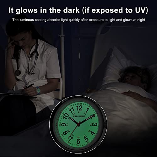 GOLDEN HOUR Waterproof Nurse Watch for Medical Professionals, Students Women Men - Military Time Luminouse Easy Read Dial, 24 Hour with Second Hand, Colorful Silicone Band Navy Blue
