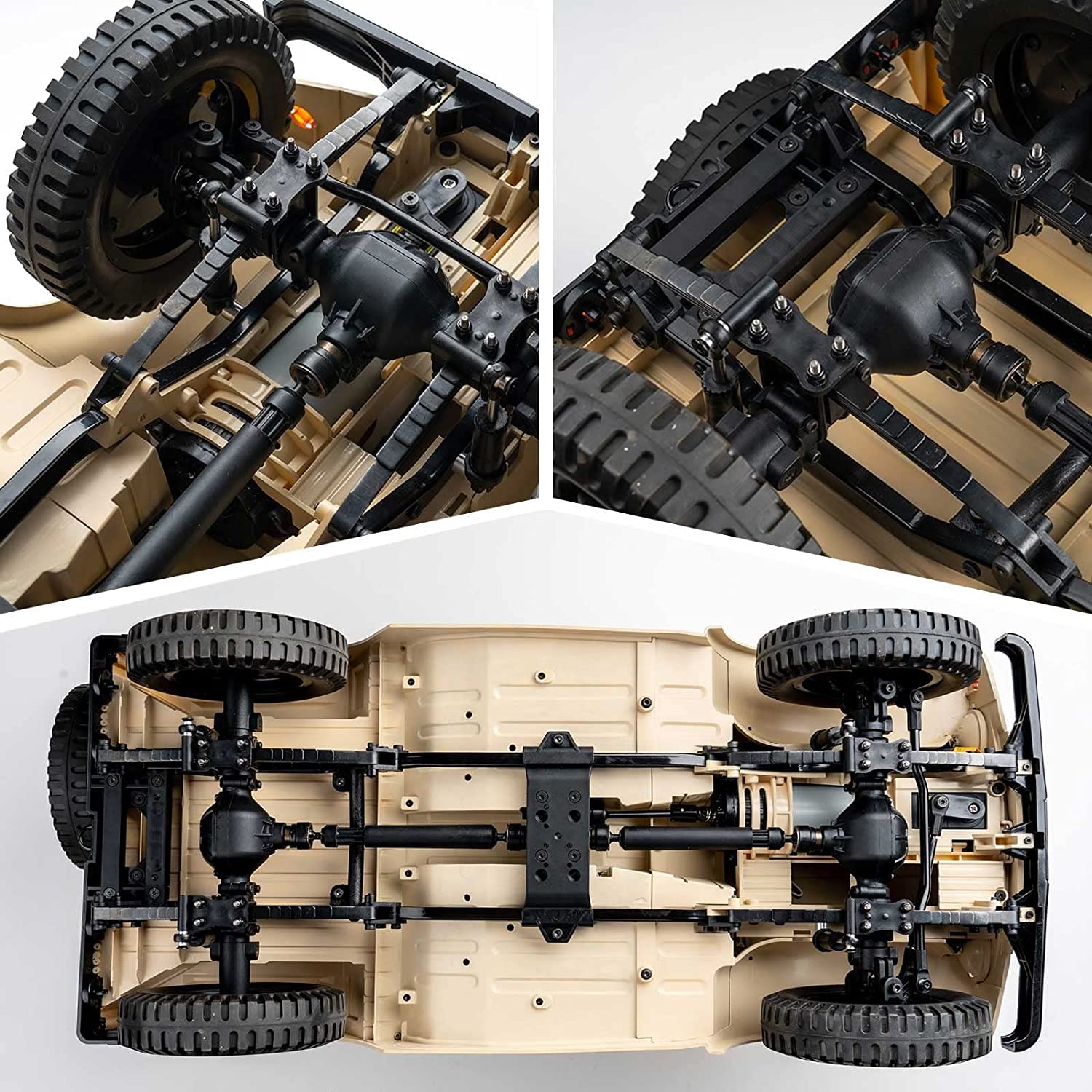 FMS 1/6 Jimny LJ10 RC Crawler RC Car Official Licensed Model Car 15km/h 4WD Hobby RC Crawler RC Cars RS Remote Control Car with LED Lights Vehicle 4-Ch 2.4GHz Transmitter for Adults Tan