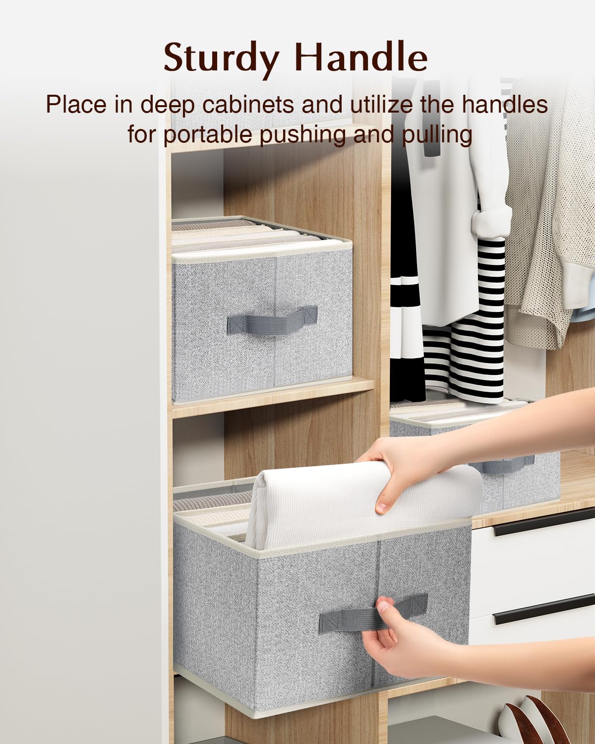 Homsorout Jeans Organizer for Closet - 4 Pack Clothes Drawer Organizer, 5-Cell Foldable Wardrobe Clothes Organizer with Handles, Closet Organizers and Storage for Jeans, T-shirts (Blended)