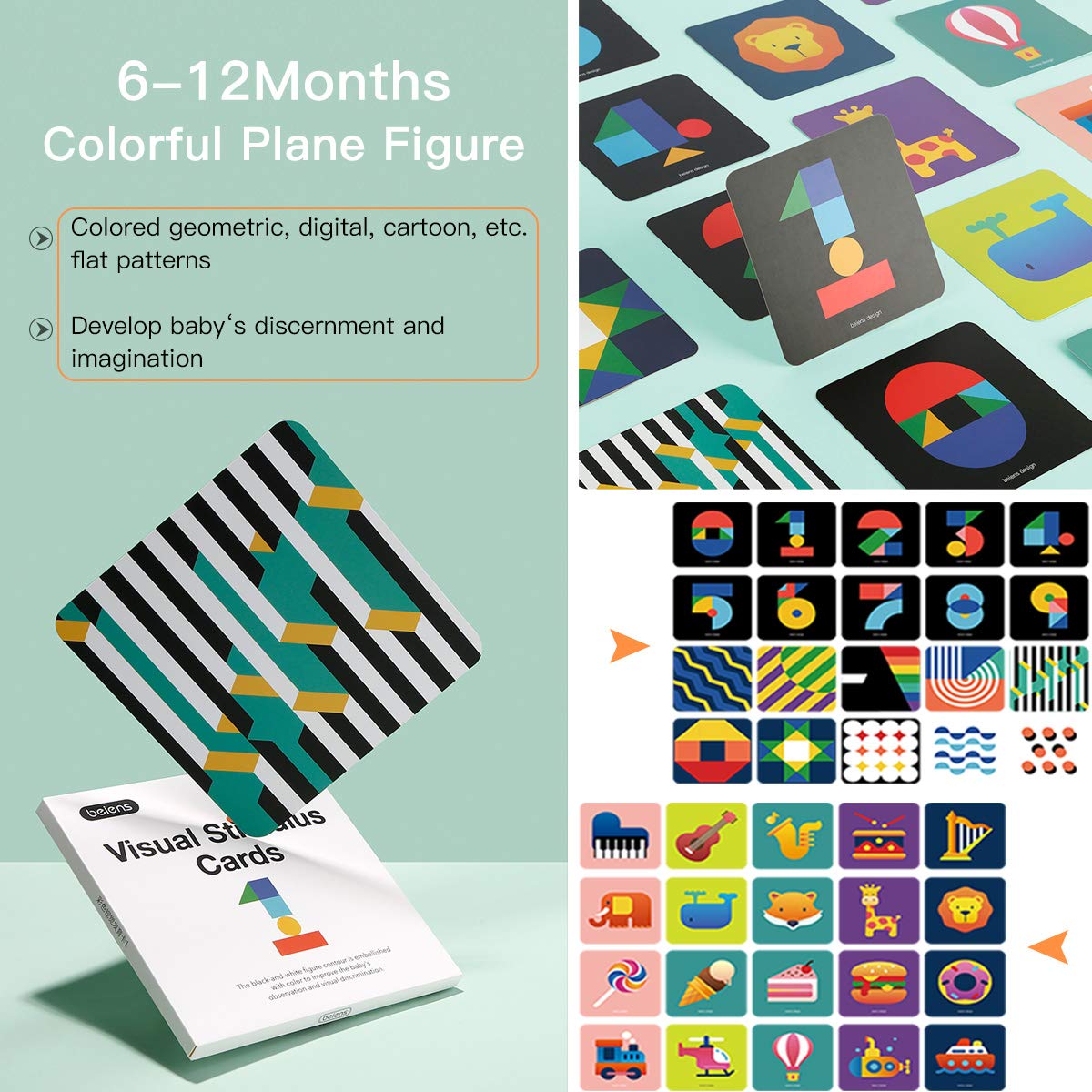 beiens Large Alphabet Flash Cards for Toddlers 1-4 Years, Baby Thinking&Cognition Flash Cards, ABC Learning, Letters Cards, Learning Toy Educational Preschool Gift, 26 Pages/52 Sides, 4.72'' x 4.72''