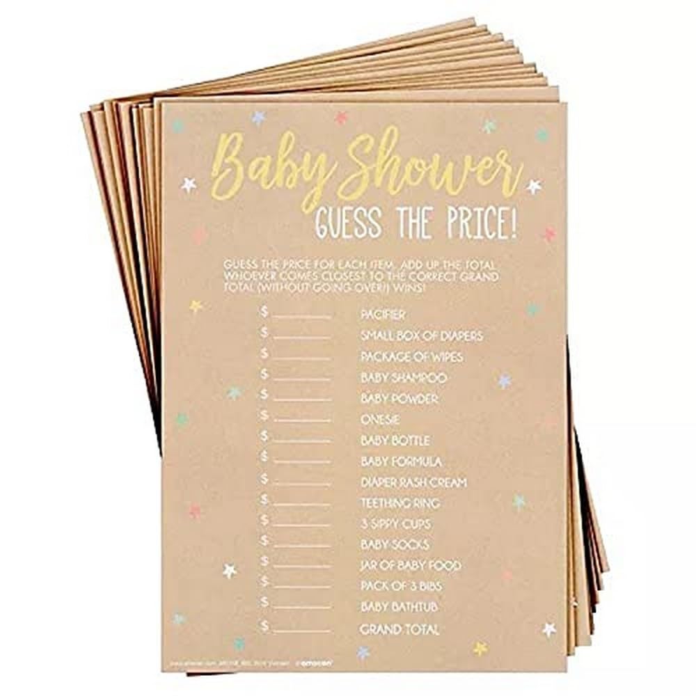 Exciting Multicolor Paper Party Games - 5" x 7" (Pack of 24) - Perfect for Baby Showers, Announcements, Birthdays & Gender Reveal, Price