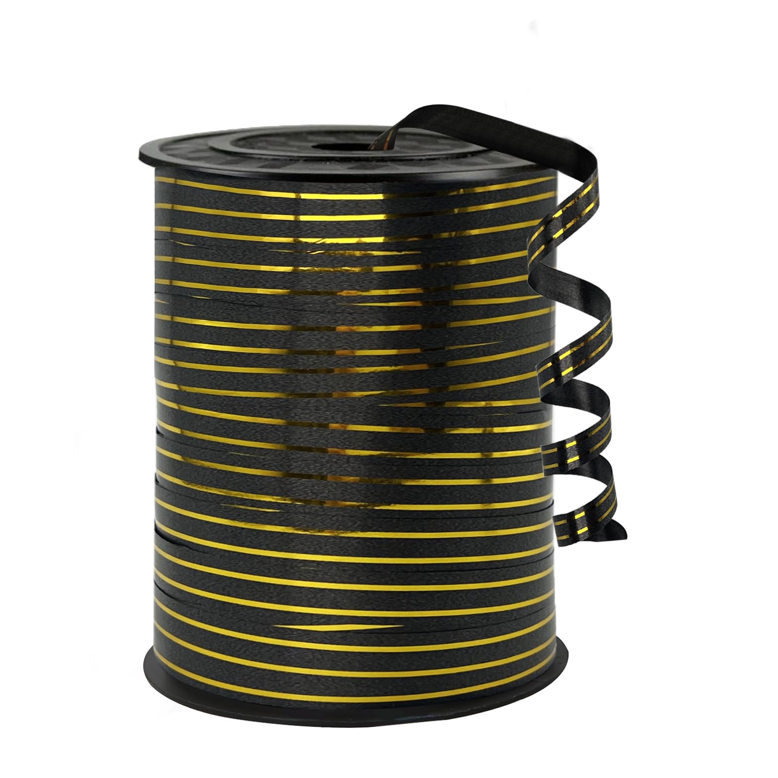 Black and Gold Shiny Curling Shiny Ribbon，219 Yard Ribbon for Balloons，Ribbon for Gift Wrapping，Curling Ribbon for Craft