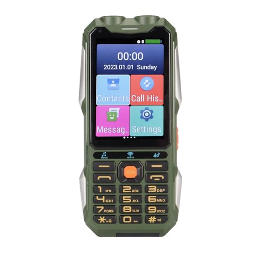 Acogedor 4G Senior Cellphone 4in Touch Screen WiFi Large Button 18000mAh LED Flashlight Loud Sound Quick Dial Phone for7.0, Clear Display (Green)