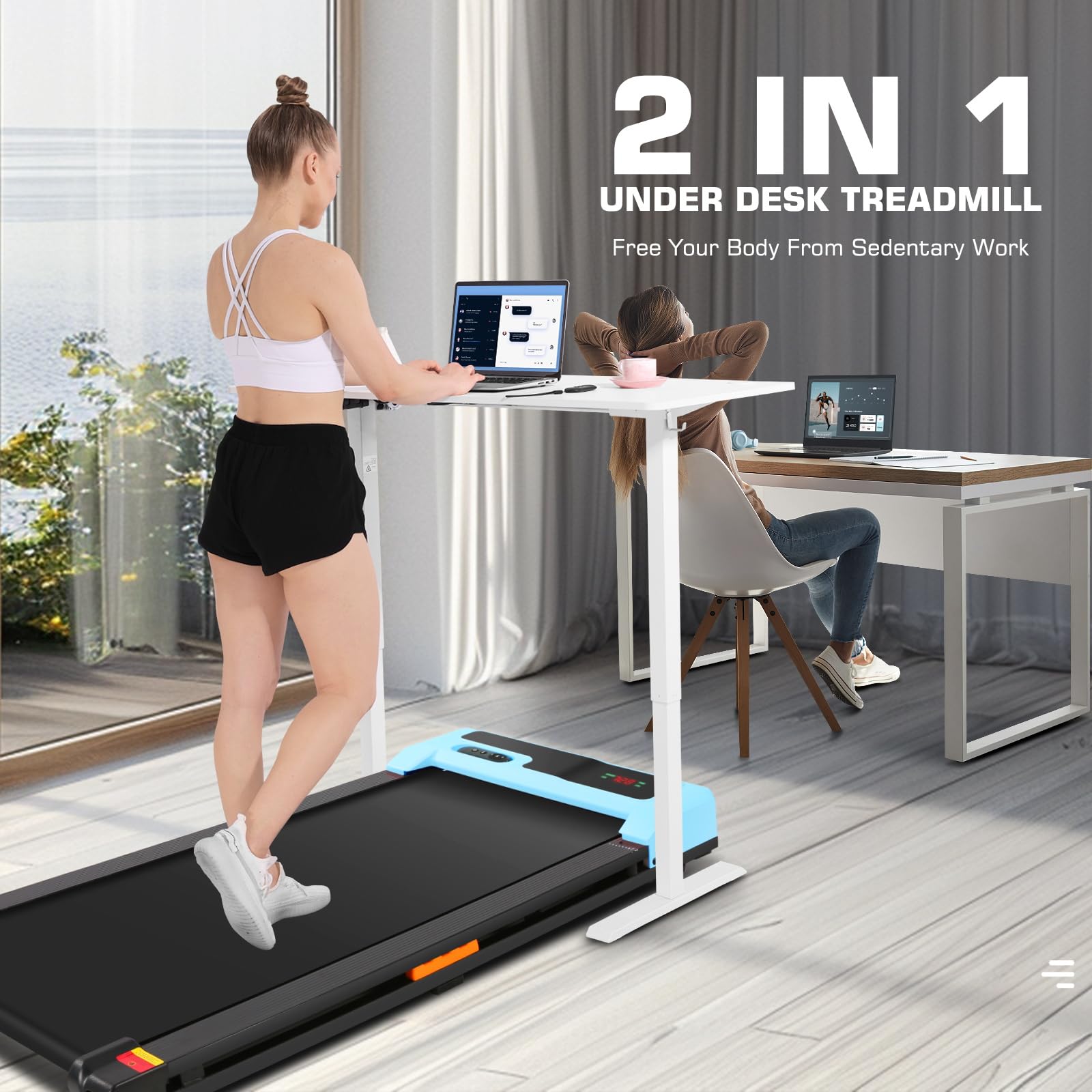 ANCHEER Walking Pad Treadmill Under Desk, 2 in 1 Portable Treadmill, Walking pad Treadmill 2.5 HP for Home/Office, 300+ lb Capacity, LED Screen and Remote Control, Dual Shock Absorption