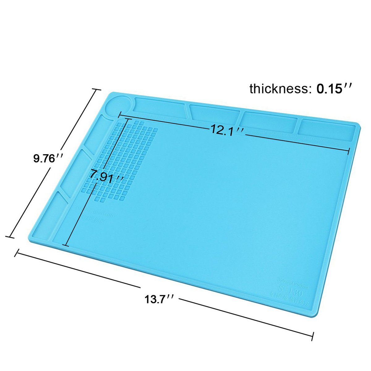XOOL Heat Resistant Soldering Mat - Blue Magnetic Silicone Work Mat with Scale Ruler and Screw Position, Silicone Soldering Repair Mat for Soldering, Phone, Laptop, Tablet, Watch Repair(13.7''×9.76'')