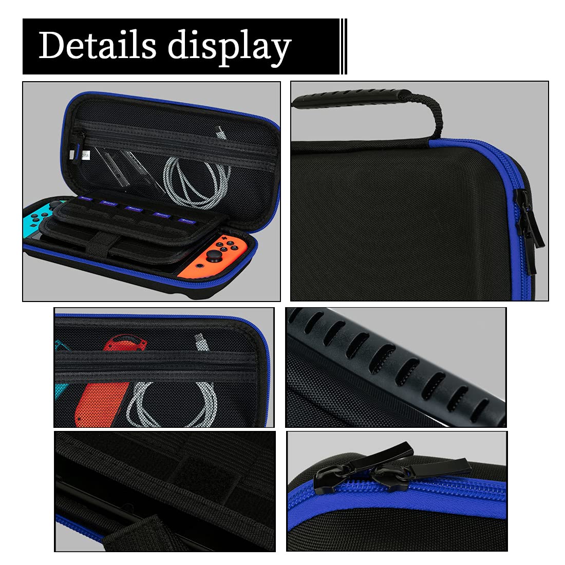 Widfre Carry Case for Nintendo Switch Console & Accessories, Hard Travel Case Compatible with Switch, Portable Carry Case with Handle, Dual Zippers, Bag for Game Storage Accessories