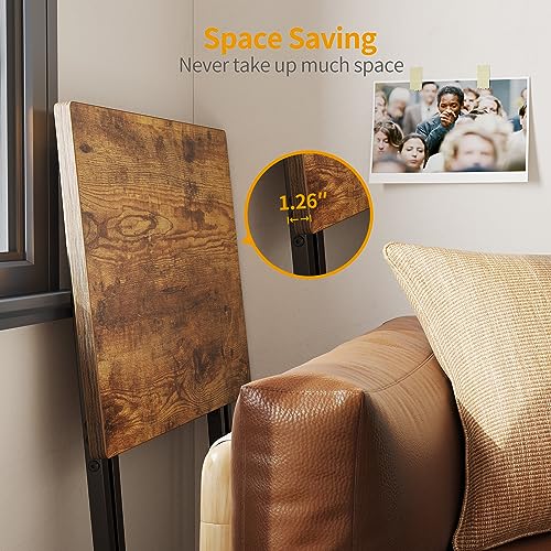 CubiCubi Folding Desk, 23.62 inch Small Computer Desk, Writing Desk, Space Saving Foldable Table for Small Spaces, Rustic Brown