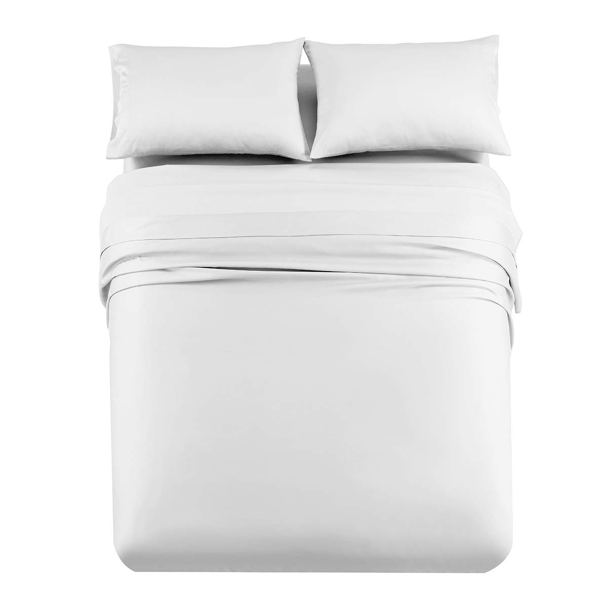 Abripedic Solid 600-Thread-Count, 100-Percent Tencel Lyocell, 5PC Split King Sheets Set for Adjustable Beds, White