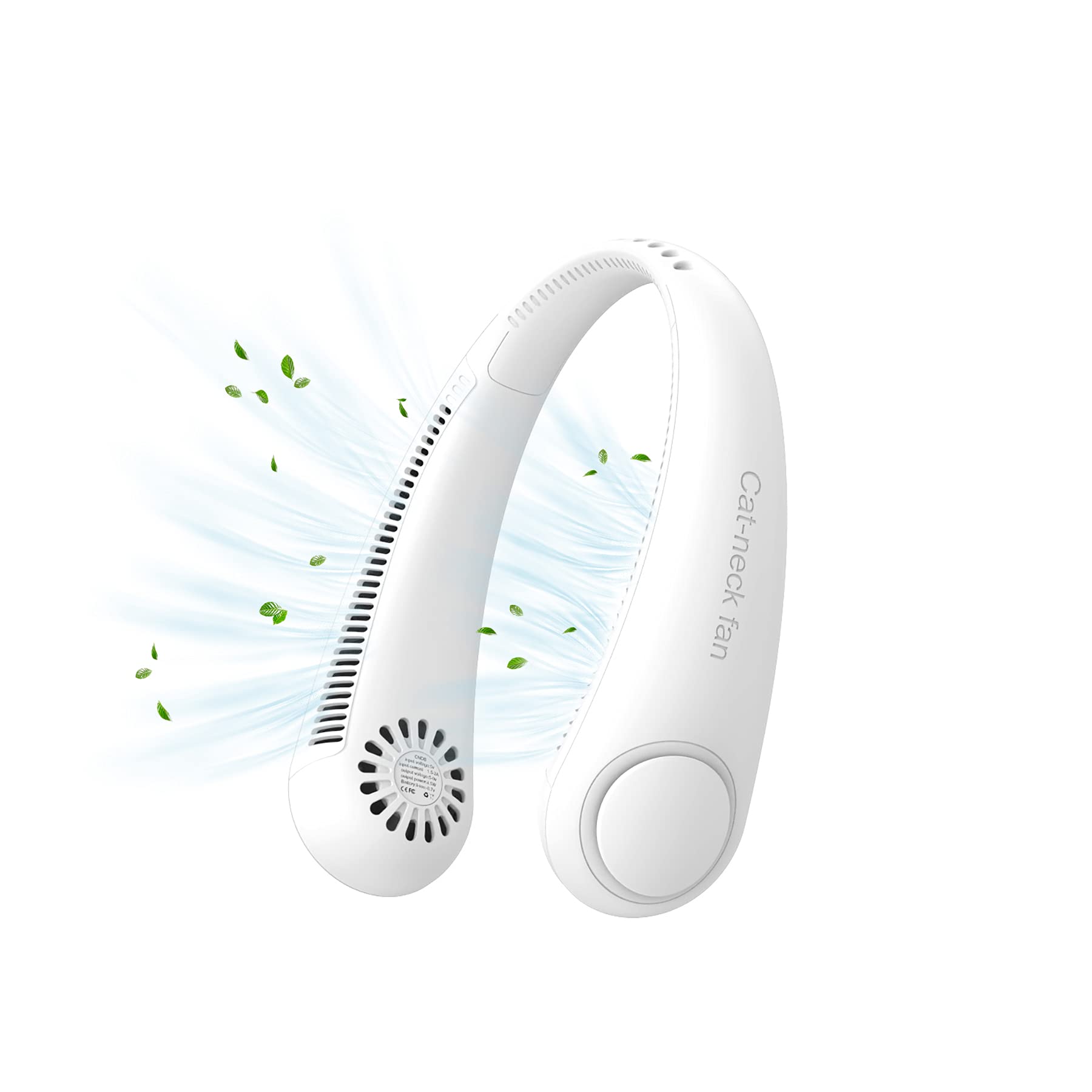 CuFun Portable Neck Fan, Hands Free USB Rechargeable Bladeless Fan, Mini Personal Neck Fan with Long-lasting Battery, 360° Cooling, Super Quiet, 3 Speeds for Outdoor & Indoor, White