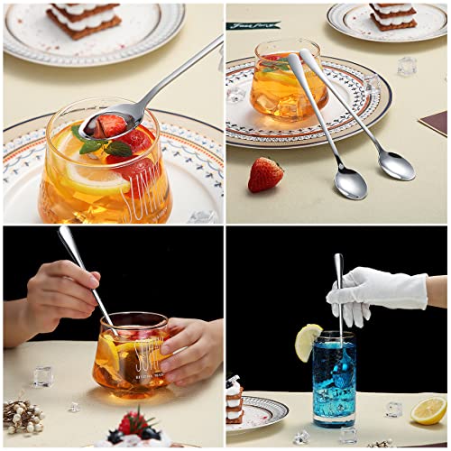 Long Handle Spoon, Coffee Stirrers, Premium Stainless Steel Ice Cream Spoon, Cocktail Stirring Spoons, Tea Spoons, Set of 8 (Silver)