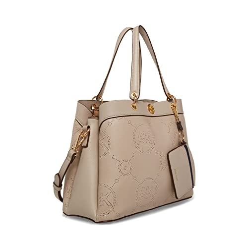 Anne Klein perf Ring Logo Satchel, Clay/Clay/Distant Mountain