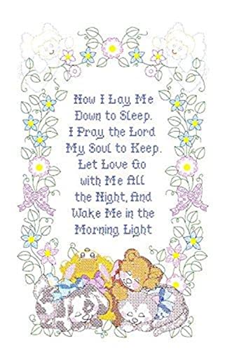Jack Dempsey Needle Art 406042 Crib Quilt, Top Now I Lay Me Down to Sleep, 40-Inch by 60-Inch, White