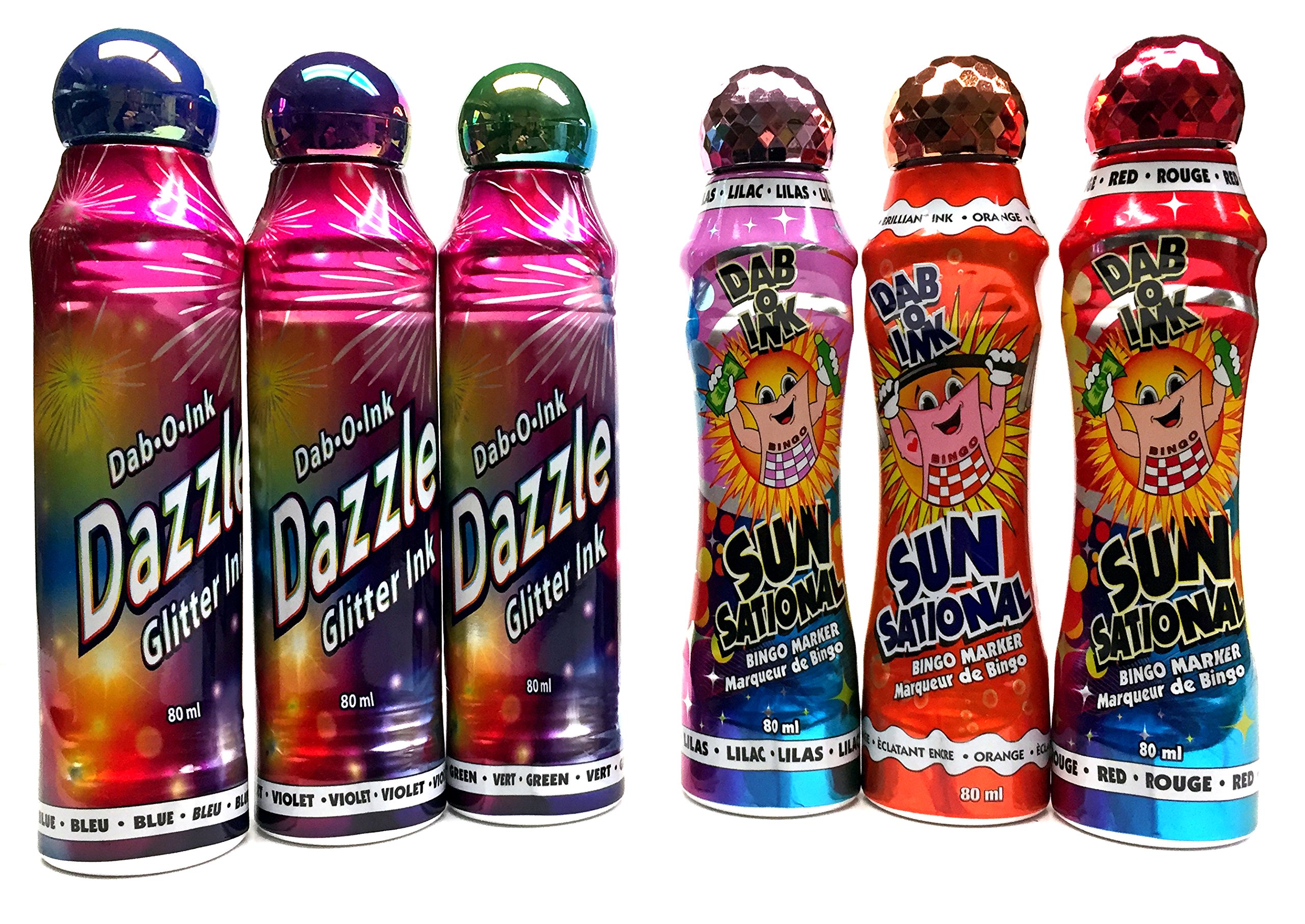 Bingo Dauber Set! - 3 Dazzle Glitter & 3 Ultra Bright Sunsational Ink Dabbers