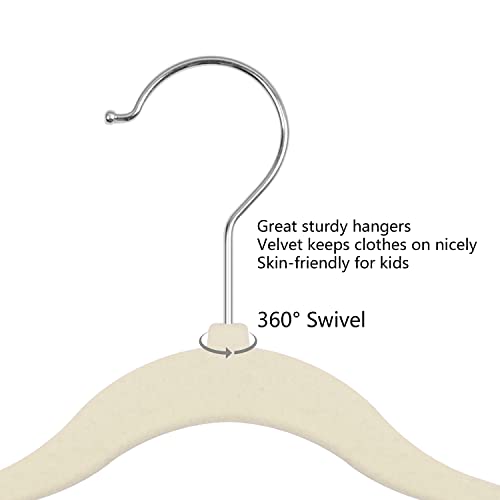 GoodtoU Kids Hangers Velvet 50 Pack -Baby Felt Hangers Non Slip Toddler Hangers Childrens Hangers for Kid Beige