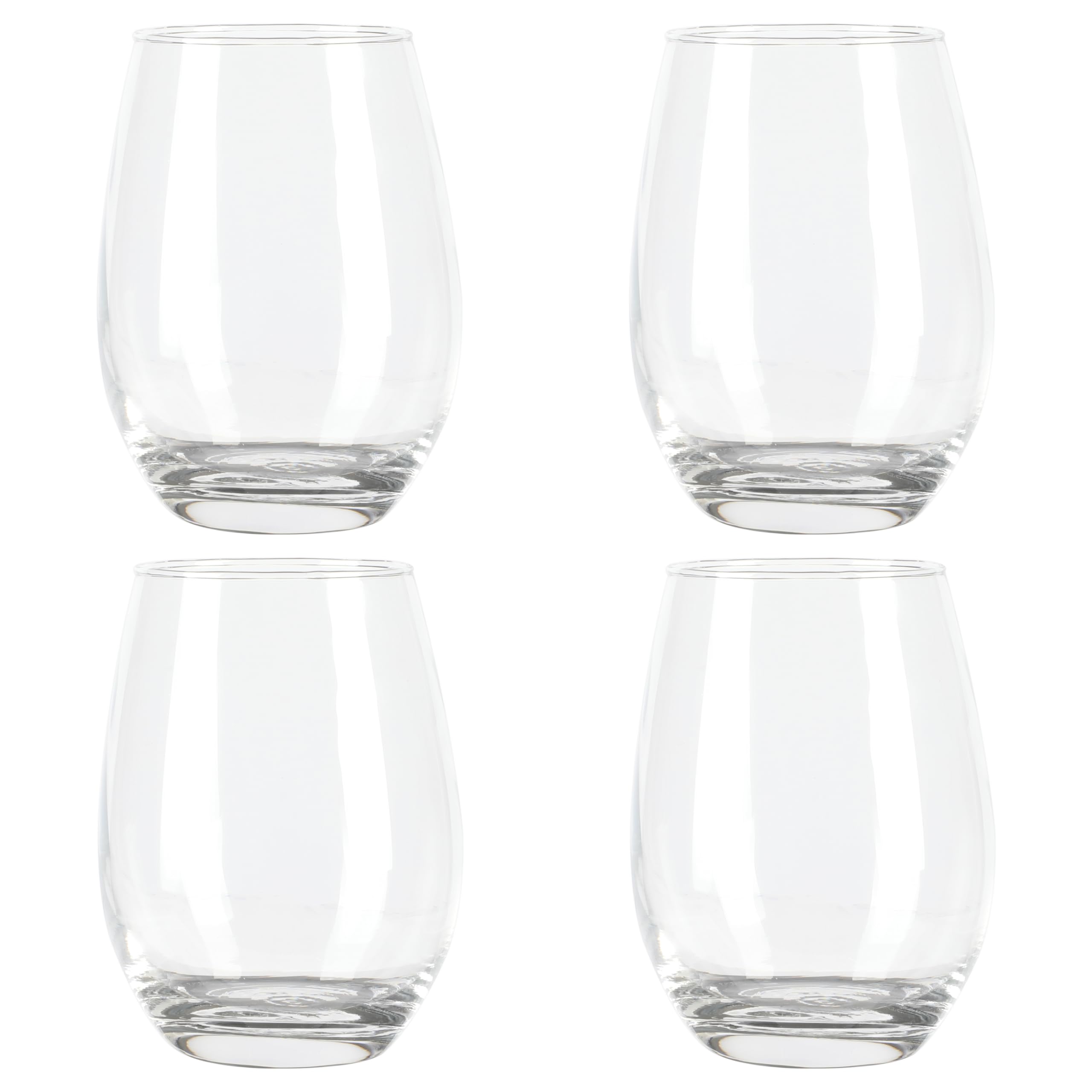 Martha Stewart Farrow 18 OZ Large Stemless Multipurpose Wine Glasses Set For Red or White Wine, Set of 4