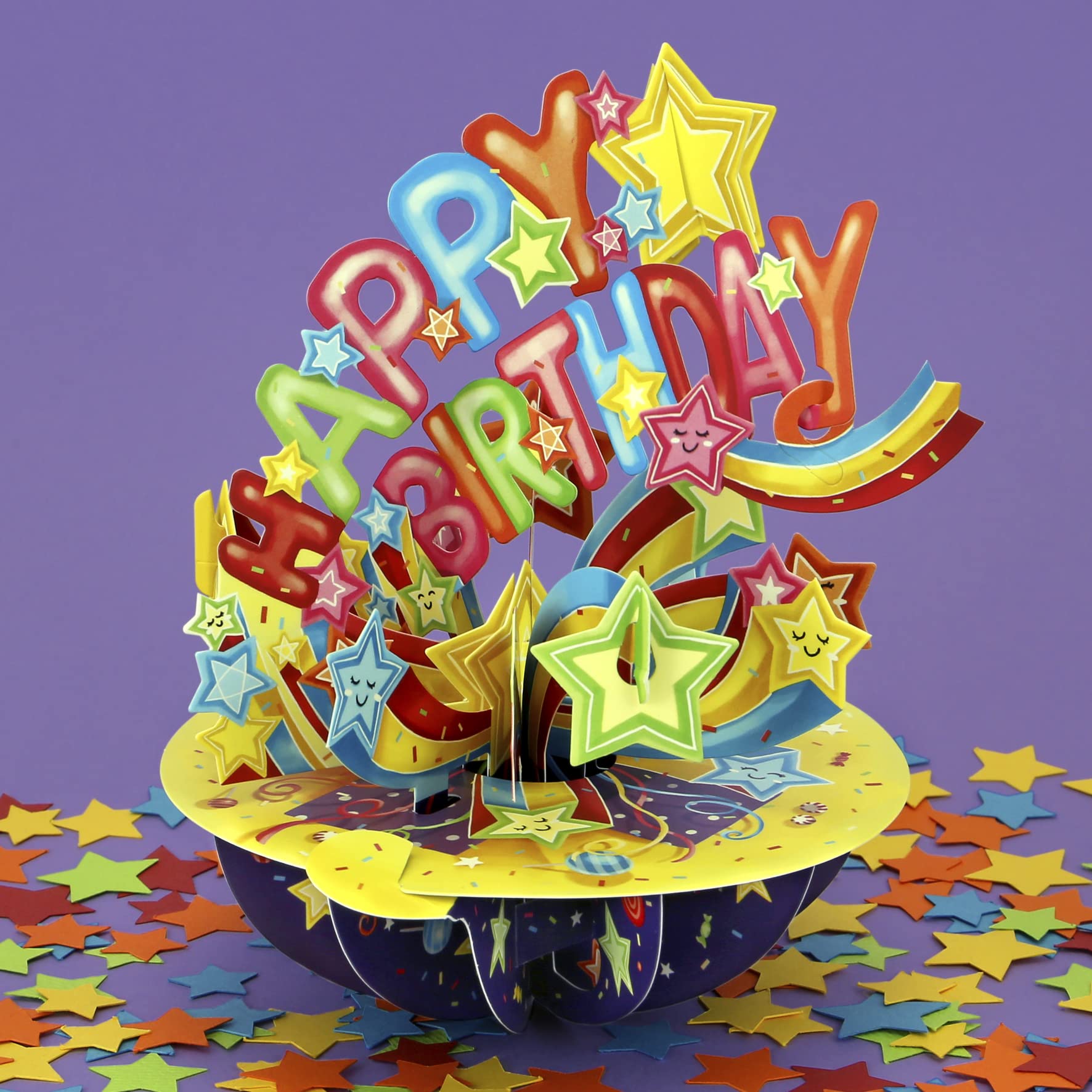 SANTORO Pirouette - 3D Pop Up Birthday Card - Shooting Stars - For Him, For Her, For Adults, For Kids - Birthday Gift - Interactive Card - Collectible Card - Creative Invitations, Unique Centerpieces, Memorable Decorations