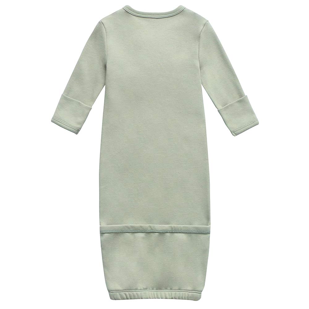 O2 BABY Baby Organic Cotton Kimono Gown with Mitten Cuffs and Fold-Over Pouch, Unisex Long Sleeve Infant Sleeper Sleeping Bag(0-3Months, Desert Sage)