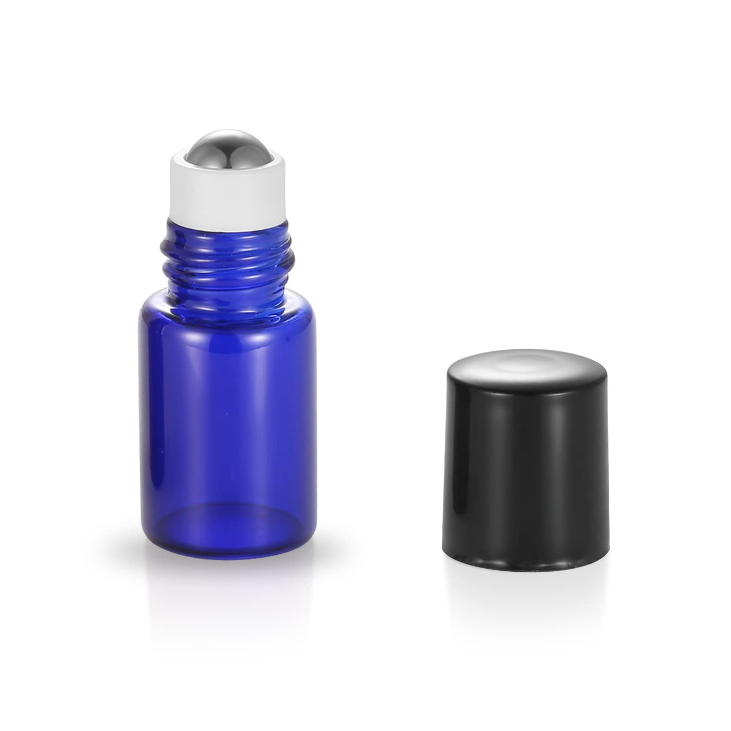 ZbFwmx 20 Pack Set 2ML(5/8 Dram) Micro Mini Glass Roll on Glass Bottles with Metal Roller Balls Refillable Slim Sample Vial Aromatherapy Essential Oil Roll On(2ML Blue)