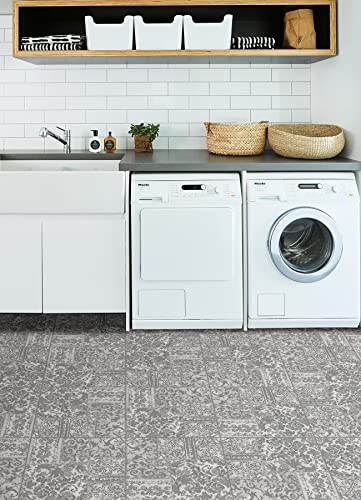 FloorPops Rahele Peel & Stick Floor Tiles, Gray