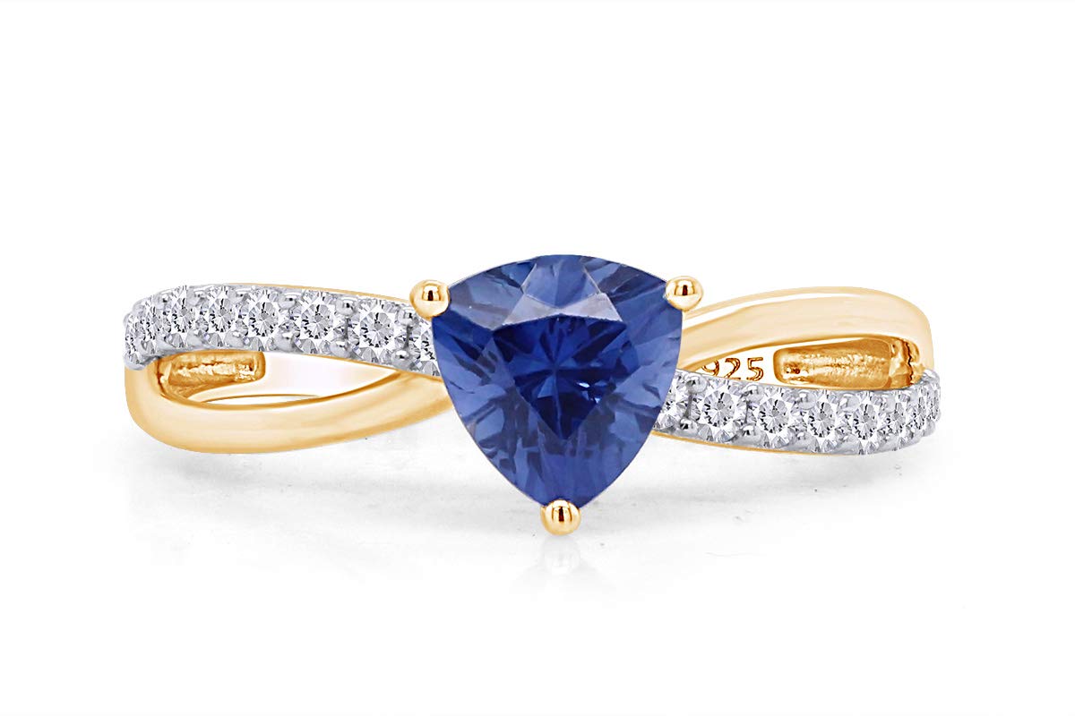AFFY 1 1/4 Carat Simulated Tanzanite & White Sapphire Infinity Womens Ring In 14k Yellow Gold Over Sterling Silver (1.25 Cttw) Ring Size- 7