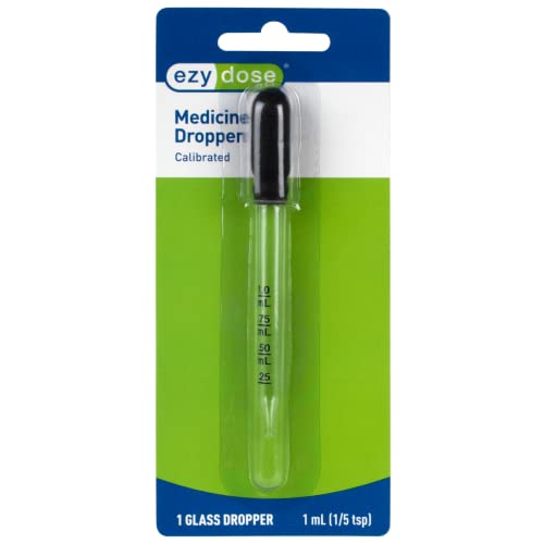 EZY DOSE Ear and Eye Medicine Dropper For Liquid & Medicine, 1mL Capacity Calibrated Glass, Deliver Correct Dose, Clear, BPA Free