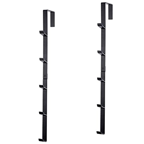 MyGift Black Metal Over The Door Hooks Heavy Duty Hanger for Hats, Coat, Scarf, and Purse, Door Hanging Rack with 5 Hooks, Set of 2