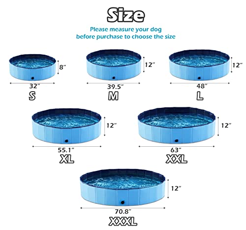 Jasonwell Foldable Dog Pet Bath Pool Collapsible Dog Pet Pool Bathing Tub Kiddie Pool for Dogs Cats and Kids (32inch.D x 8inch.H, Blue)