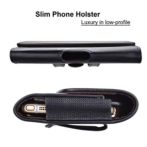 Takfox Phone Holster for Samsung Galaxy S23 Ultra S22 Plus S22 S20 FE S10 Note 20 Ultra Note 10 Plus A12 A13 A14 A02S A03S A04S A23 A32 A42 iPhone 14 Pro Max Leather Belt Holster Pouch Holder,Black