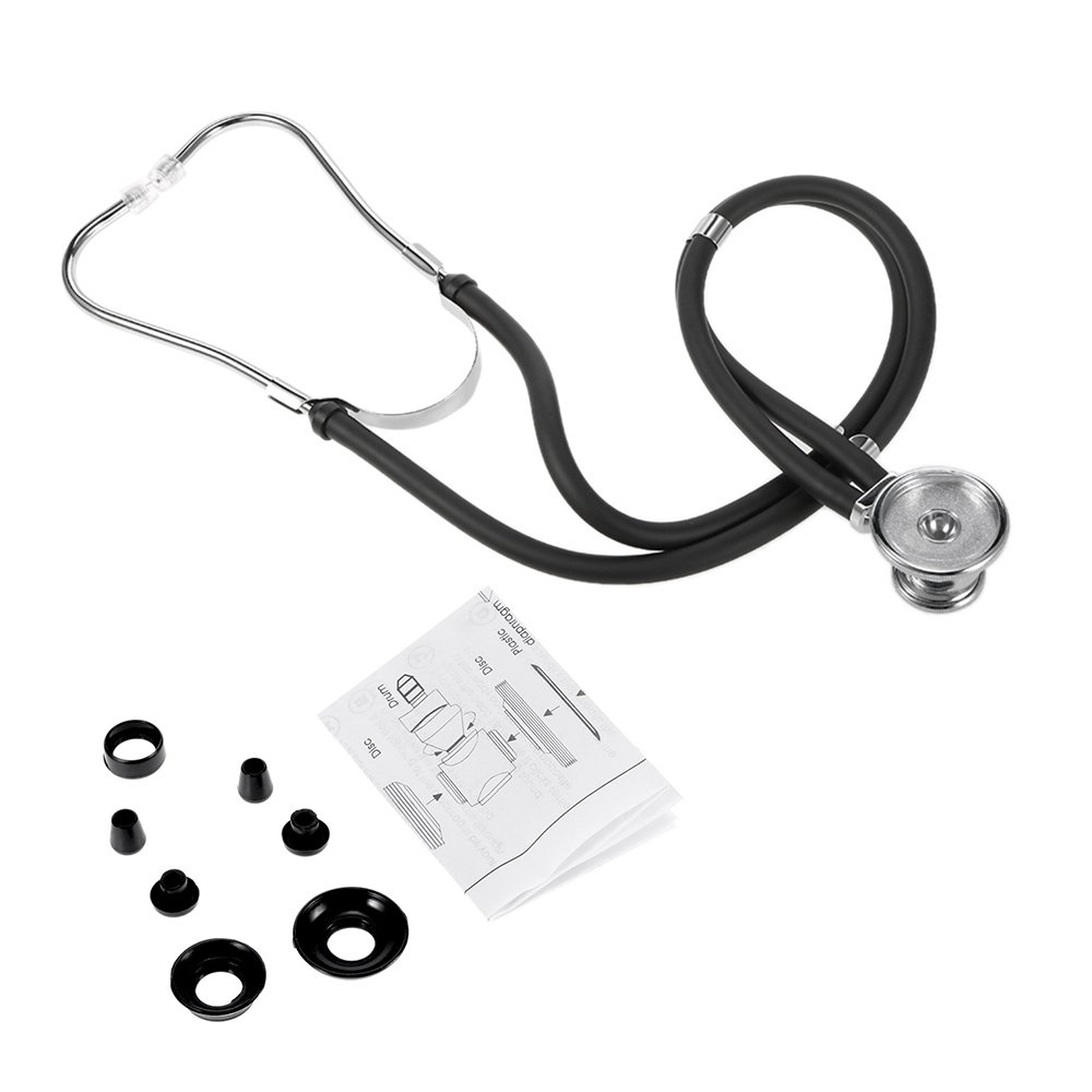 SURGICAL ONLINE Ultimate Medical Student Diagnostic Set - Premium Stethoscope & Tactical Black Set of 5 pcs Reflex Percussion Taylor Hammer + Penlight + Tuning Fork C 128 C 512 + Bandage Scissors 5.5