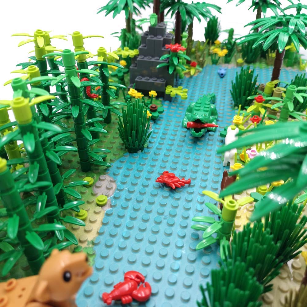 Forest Garden Building Sets Parts,Plants Trees Flowers Scenery Accessories Animals Building Bricks Toy Set for Boys Girls Kids 6+ Gifts(2 Pieces 10" Base Plates)
