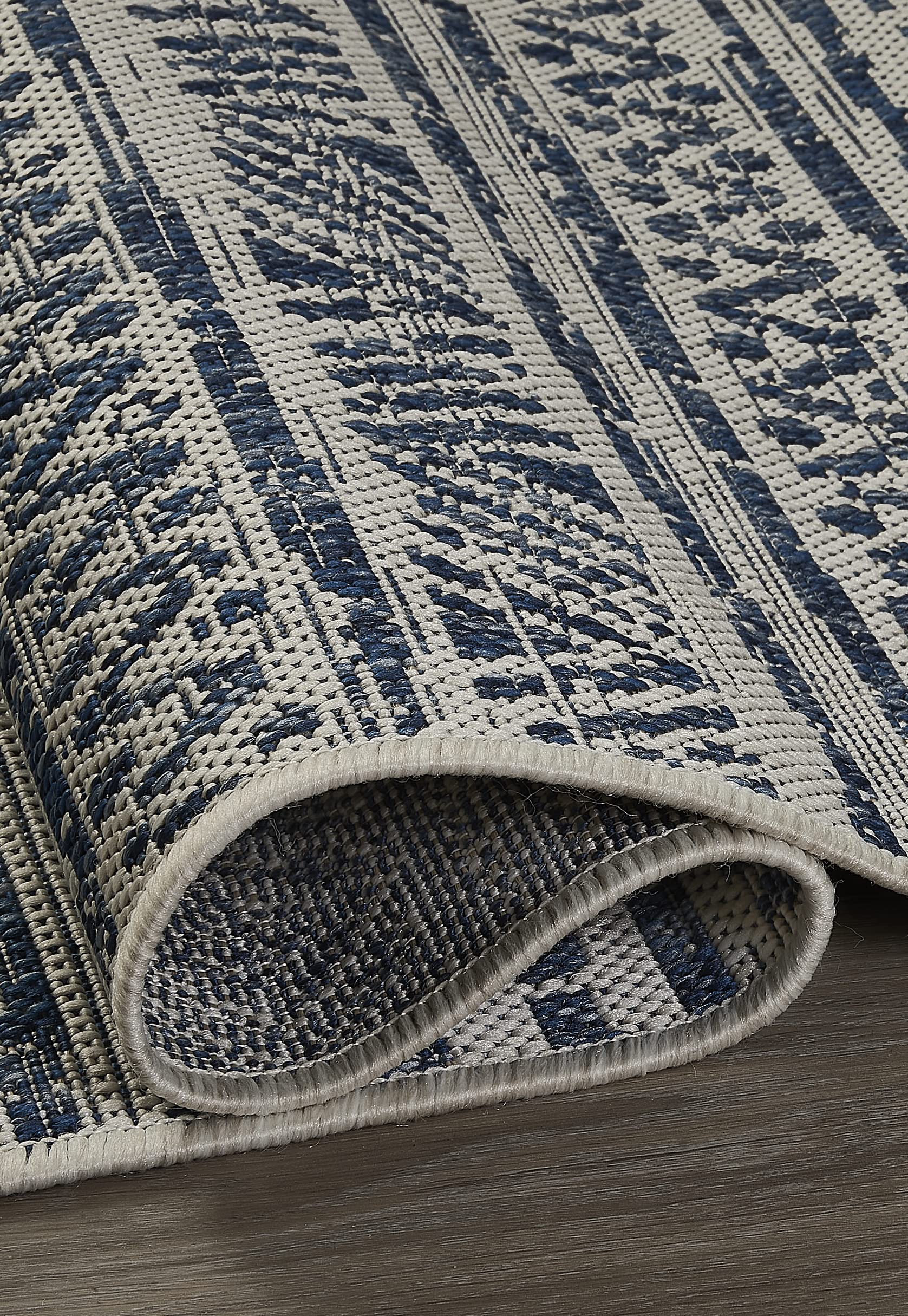 Fab Habitat Outdoor Rug - Waterproof Easy to Clean Stain Resistant - Patio Indoor Outdoor Porch Deck Balcony Entryway - Modern Abstract - Freeport - Blue - 5ft 2in x 7ft 6in