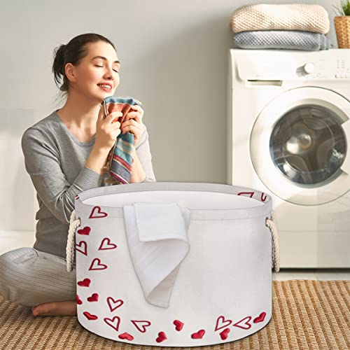 Heart Shape Large Round Baskets for Storage Laundry Baskets with Handles Blanket Storage Basket for Bathroom Shelves Bins for Organizing Nursery Hamper Girl Boy