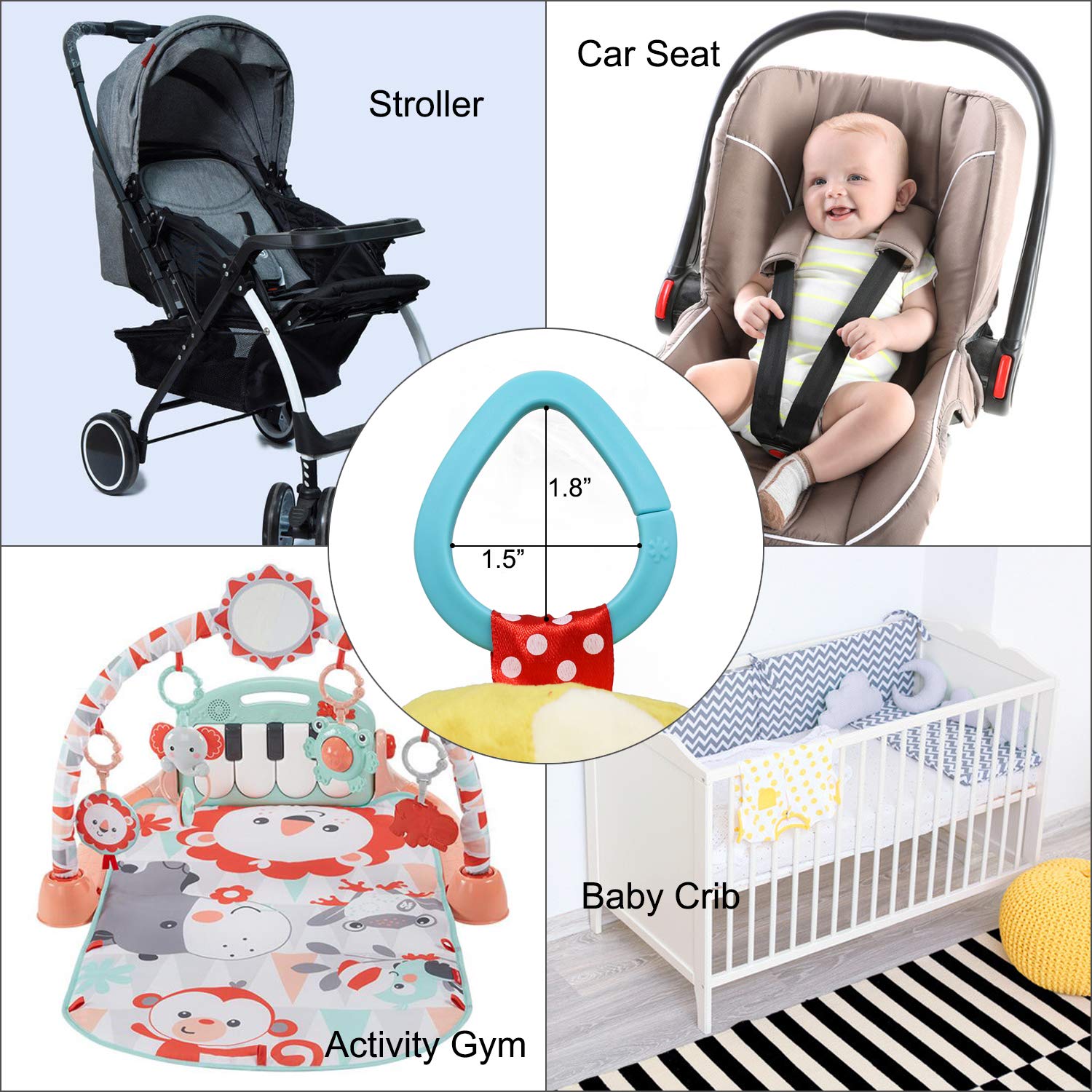 MARUMINE Baby Crib Stroller Hanging Rattle Toy with Teether, Car Seat Toys for 0-12 Months Infant (Monkey)