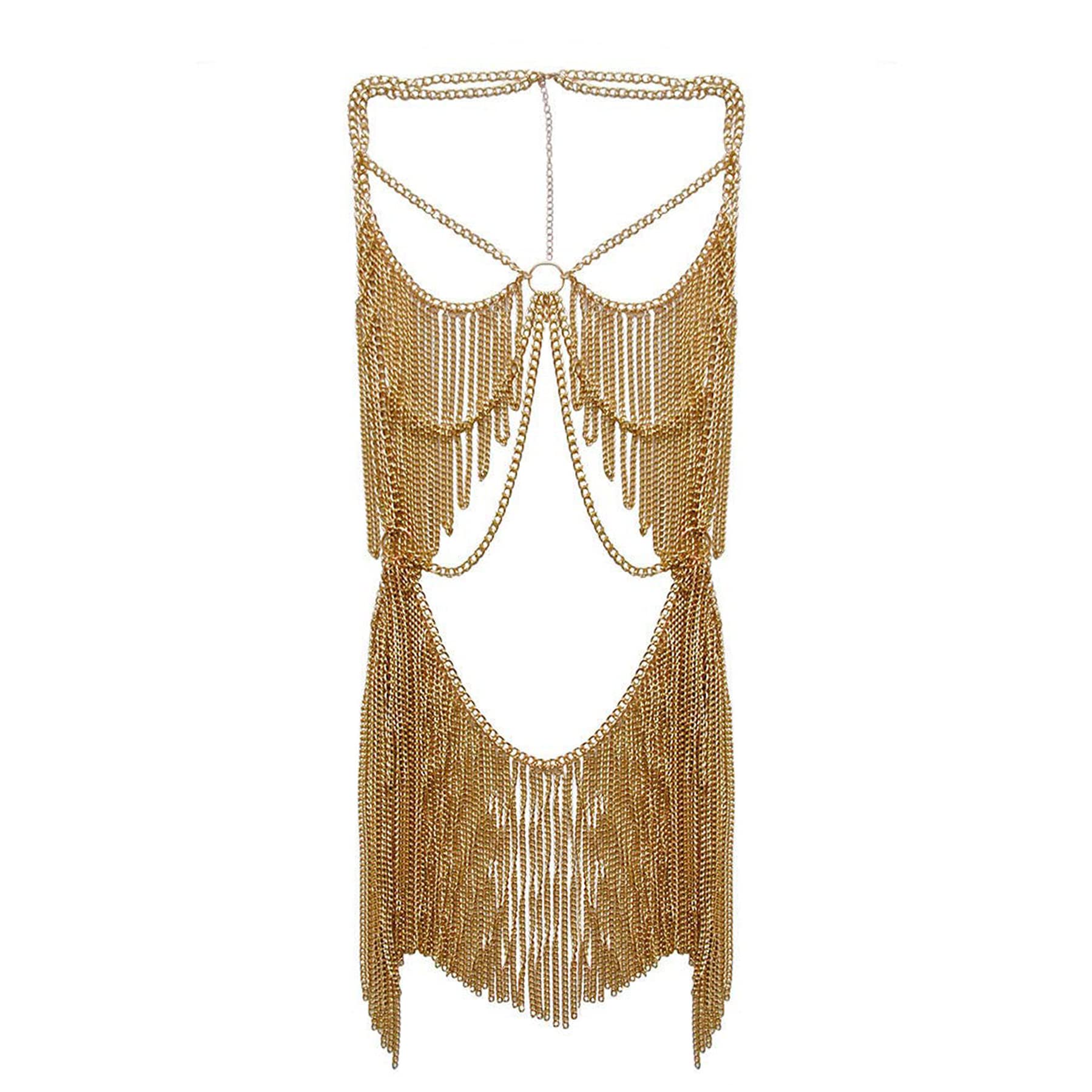 Allison Jennie Women's Sexy Suit Body Chain (010-Gold Colour)