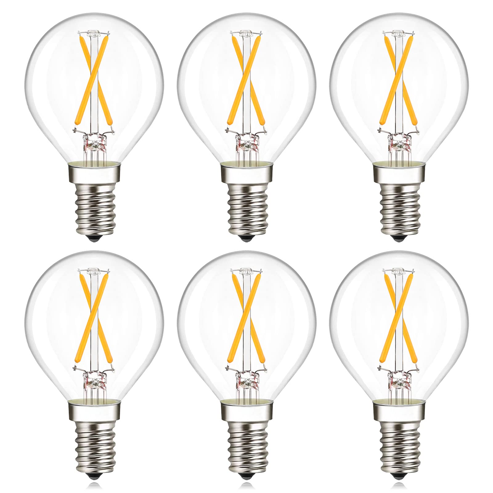 LUMILECT G16.5 LED Bulb E12 G16 1/2 Round LED Candelabra Bulb 25W Equivalent, Soft Warm White 3000K AC120V 200lm 2W G50 LED Globe Bulbs for Ceiling Fan,Chandelier,Vanity Light Bulb, 6 Pack