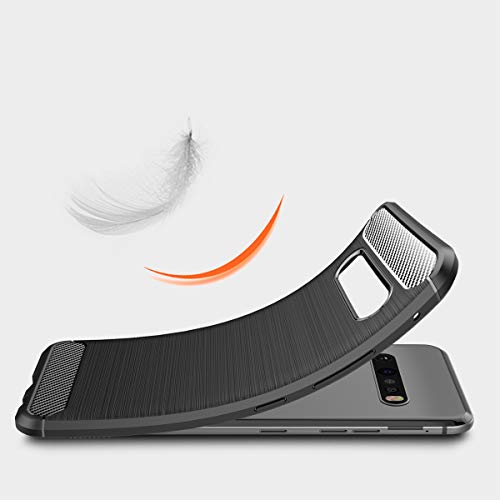 Grandcaser Case for LG V60 ThinQ 5G Ultra Slim Carbon Fiber TPU Soft Anti-Scratch Shockproof Protection Cover for LG V60 ThinQ 5G 6.8" -Black