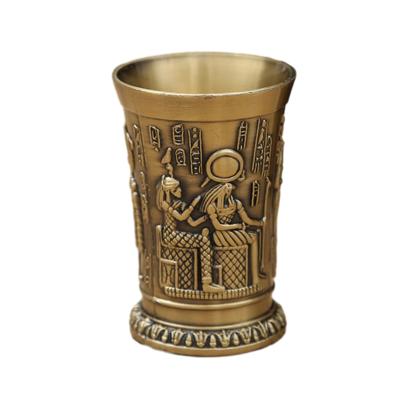 AOOOWER Ancient Drinkware Metal Vintage Egyptian Glass Egypt Wine Cup Red Wines Goblet Cup Embossed Engraving Glass Vintage Metal Wine Glass