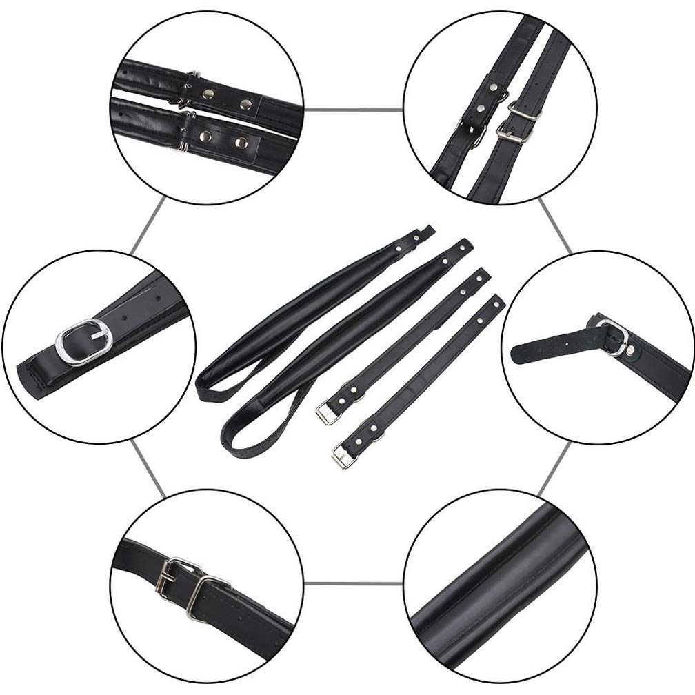 BIBISTORE Soft Leather Adjustable Accordion Shoulder Harness Straps Instrument Accessories (Black)