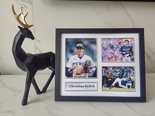 Christian Yelich Reprint Signed Photo Picture Poster Framed Display Decorations Fan Gifts Memorabilia Wall Art