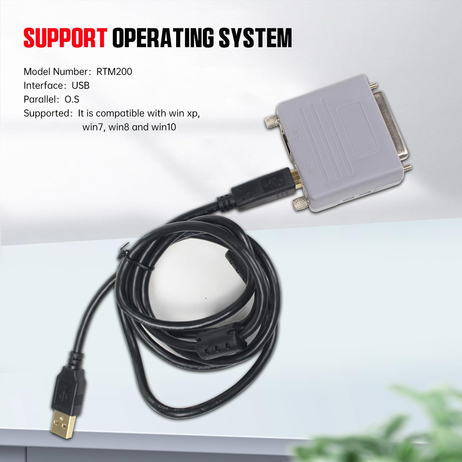 RATTMMOTOR Parallel to USB Adapter 200KHz MACH3 USB to Parallel Adapter RTM200 DB25 LPT Cable to USB Motion Controller Converter with USB Cable for LPT/USB Mach3 CNC Router Engraving Milling Machine