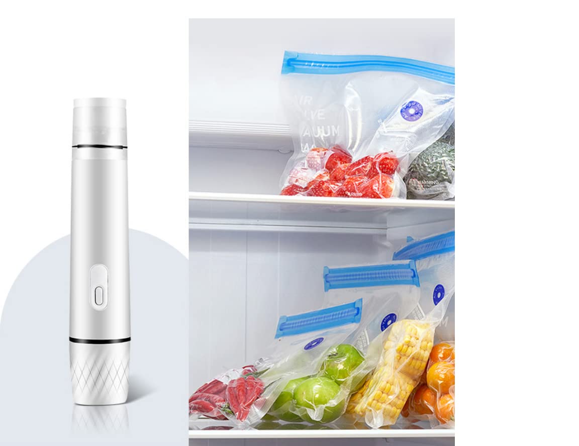 AllGoods Handheld Portable, Powerful and Convenient Lightweight Vacuum Sealer and Food Storage with Long Lasting USB Rechargeable Battery. (White)