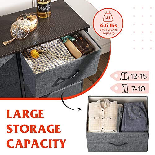 WLIVE Dresser with 8 Drawers, Fabric Dresser for Bedroom, Hallway, Nursery, Entryway, Closets, Sturdy Metal Frame, Wood Tabletop, Easy Pull Handle, Charcoal Gray