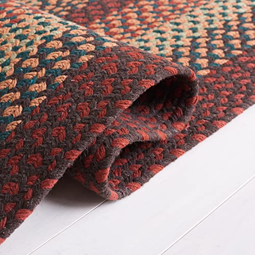 SAFAVIEH Braided Collection 6' Square Brown/Rust BRD651Z Flatweave Reversible Cotton Living Room Dining Bedroom Area Rug