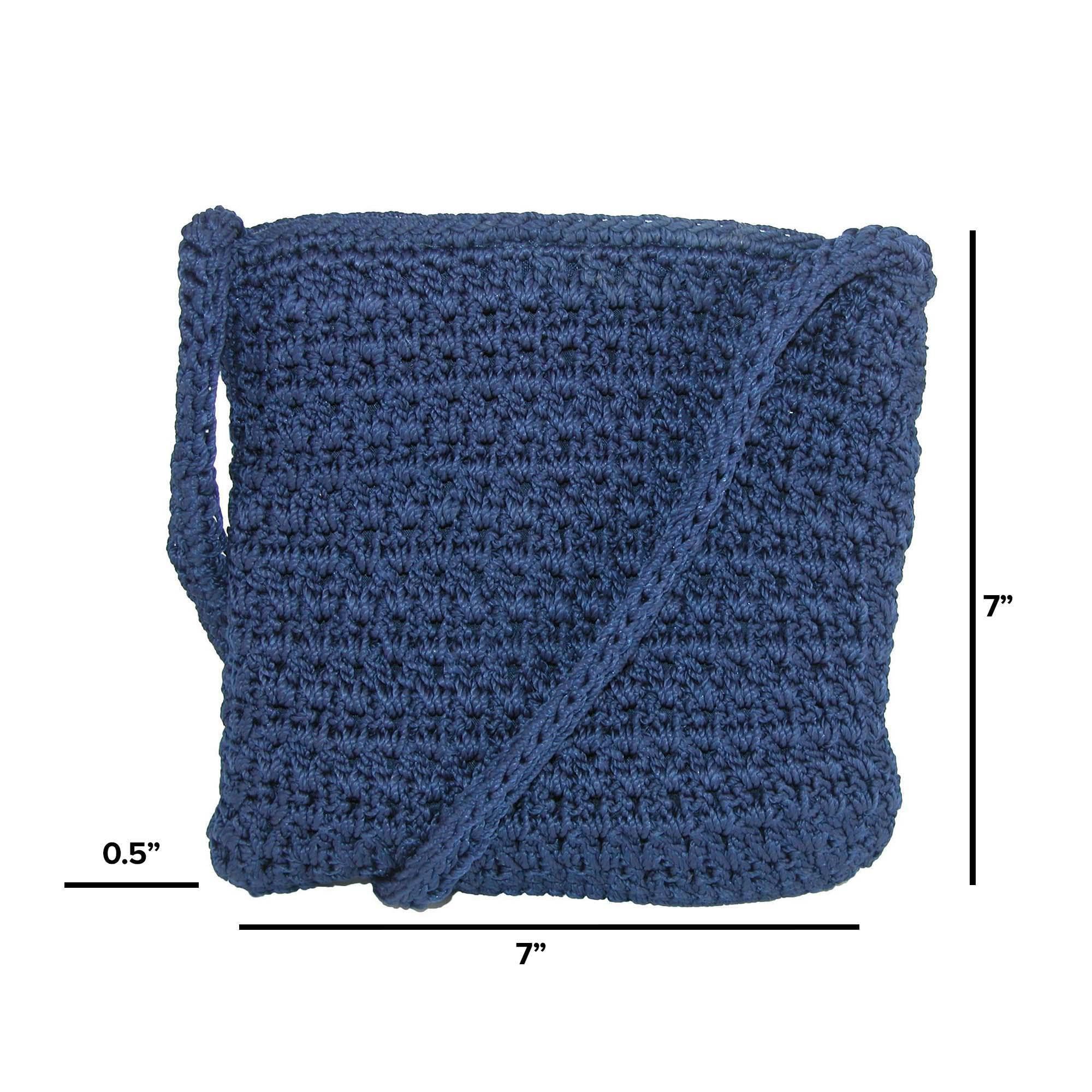 CTM® Women's Crochet Crossbody Handbag, Navy