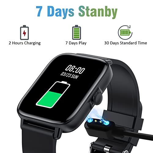 AMIHUSEl Smart Watch 1.7" Touch Screen Call Answer Receive/Dial, Fitness Tracker Smart Watches for Android iOS Phones, IP67 Waterproof with Sleep/Heart Rate Activity Tracker Smartwatch for Man