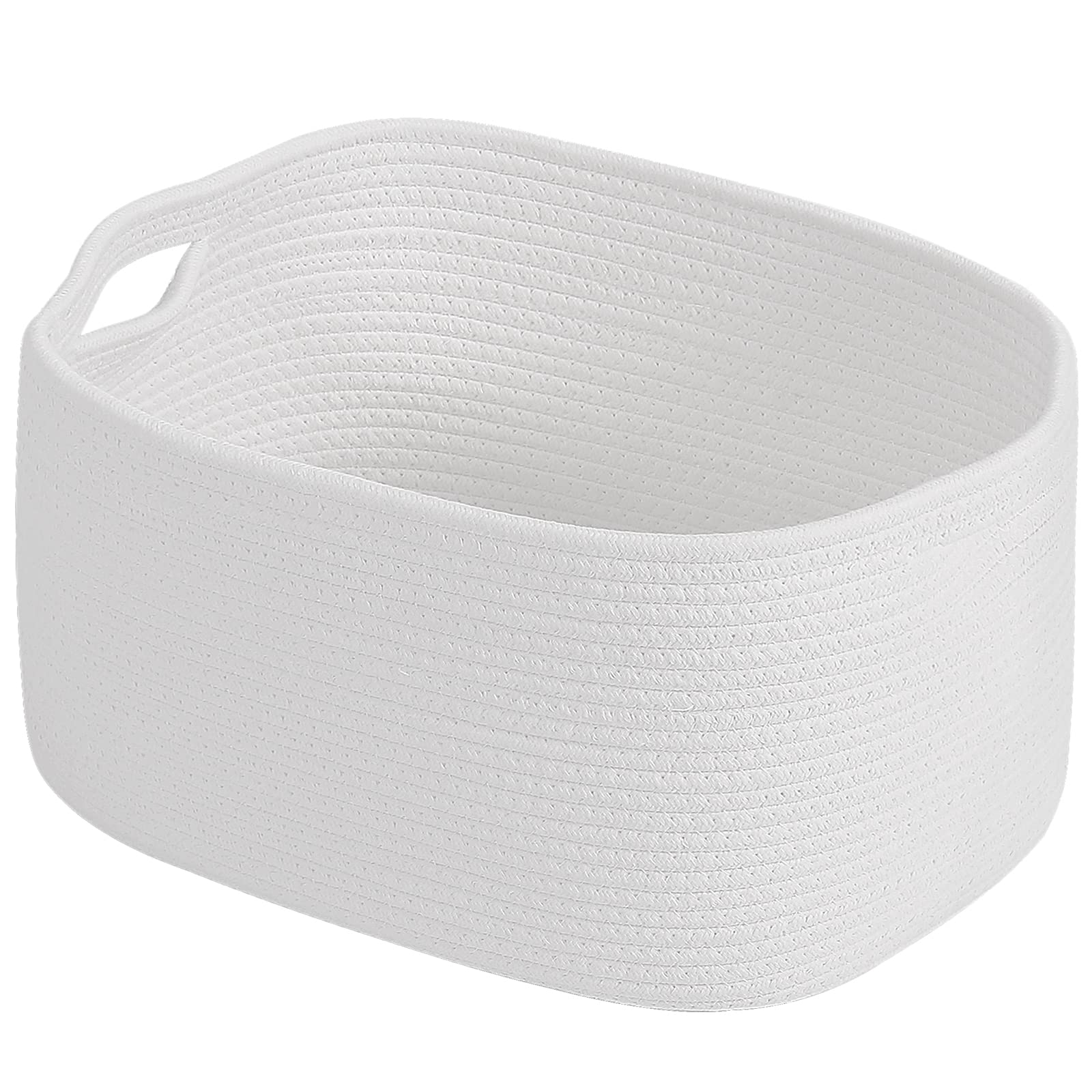 ECDYQXVU Cotton Rope Storage Baskets 15x10x9 in, Decorative Woven Baskets for Storage, Collapsible Storage Bins Organizer for Nursery, Laundry, Towel, Clothes, Books (1 Pack, White)