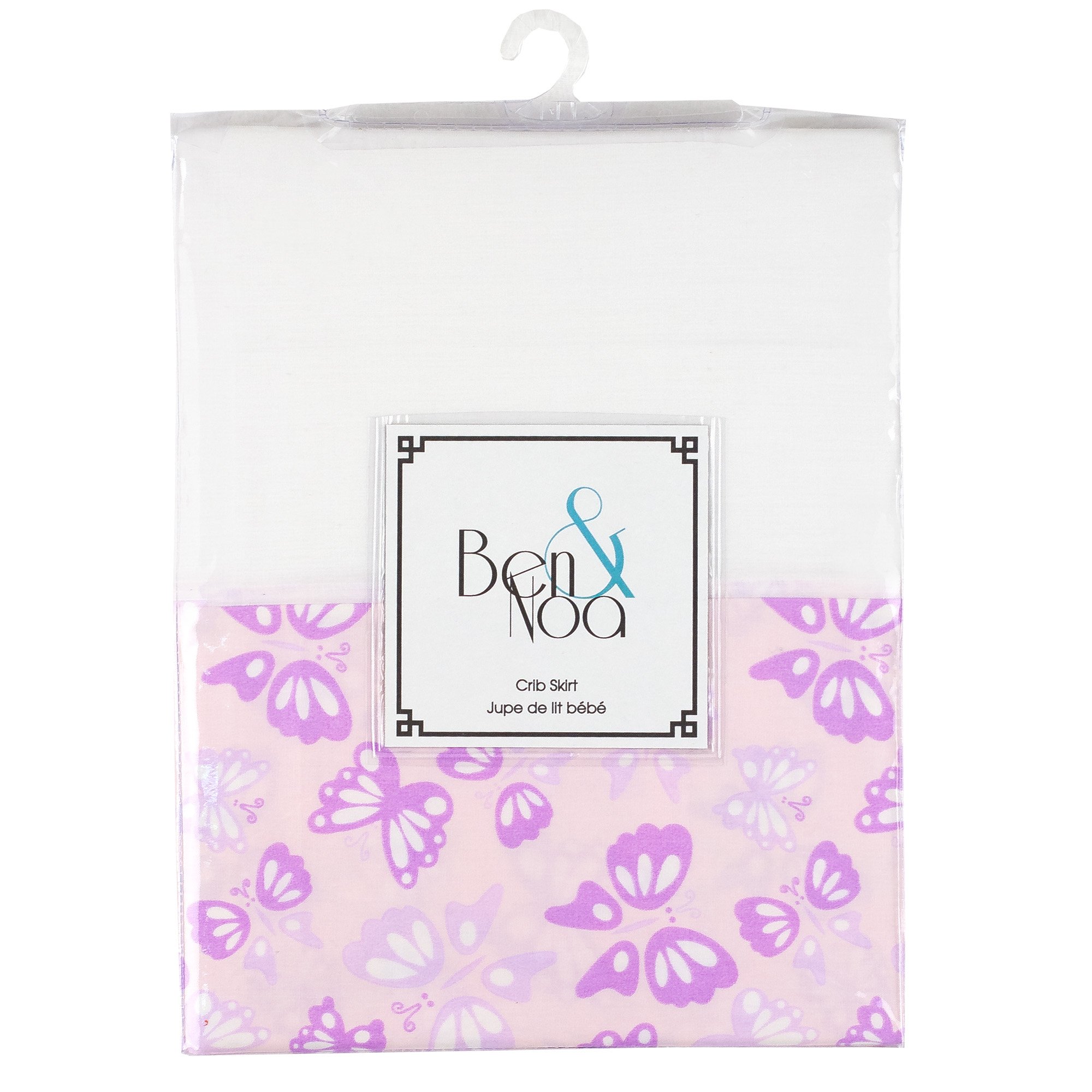 Kushies Baby Ben & Noa Percale Crib Skirt, Pink Butterfly