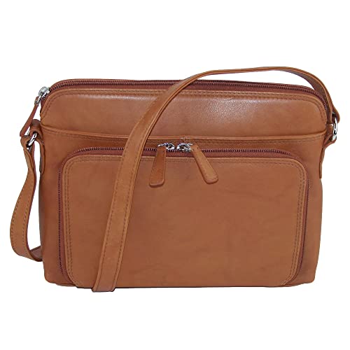 CTM® Women's Leather Shoulder Bag Purse with Side Organizer, Merlot