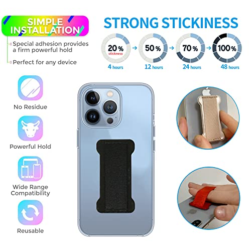 WUOJI - Finger Strap Phone Holder - Ultra Thin Anti-Slip Universal Cell Phone Grips Band Holder for Back of Phone - 2Pack(Black)