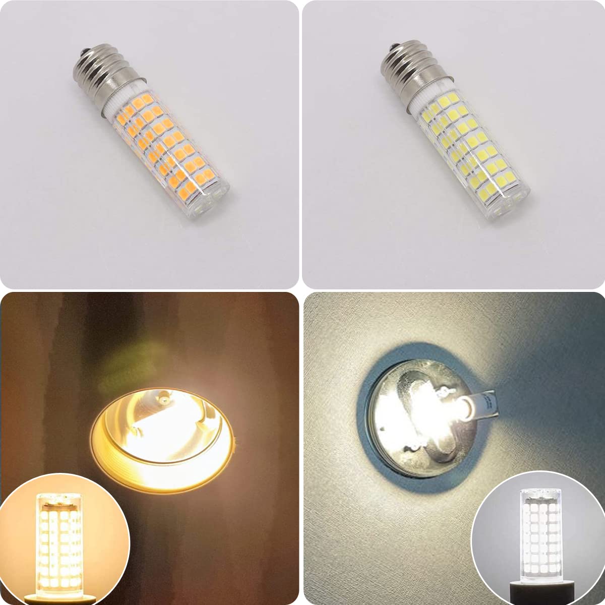 HXWY E17 LED Bulb for Microwave Oven Over Stove Appliance, 6W White (60W Halogen Bulbs Equivalent), 110-120V, Intermediate Base, Dimmable, Pack of 2